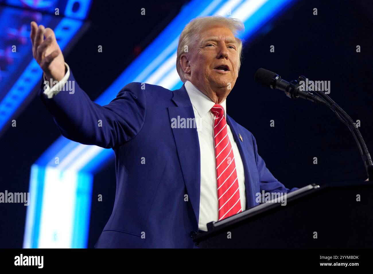 President-elect Donald Trump speaks at AmericaFest, Sunday, Dec. 22 ...