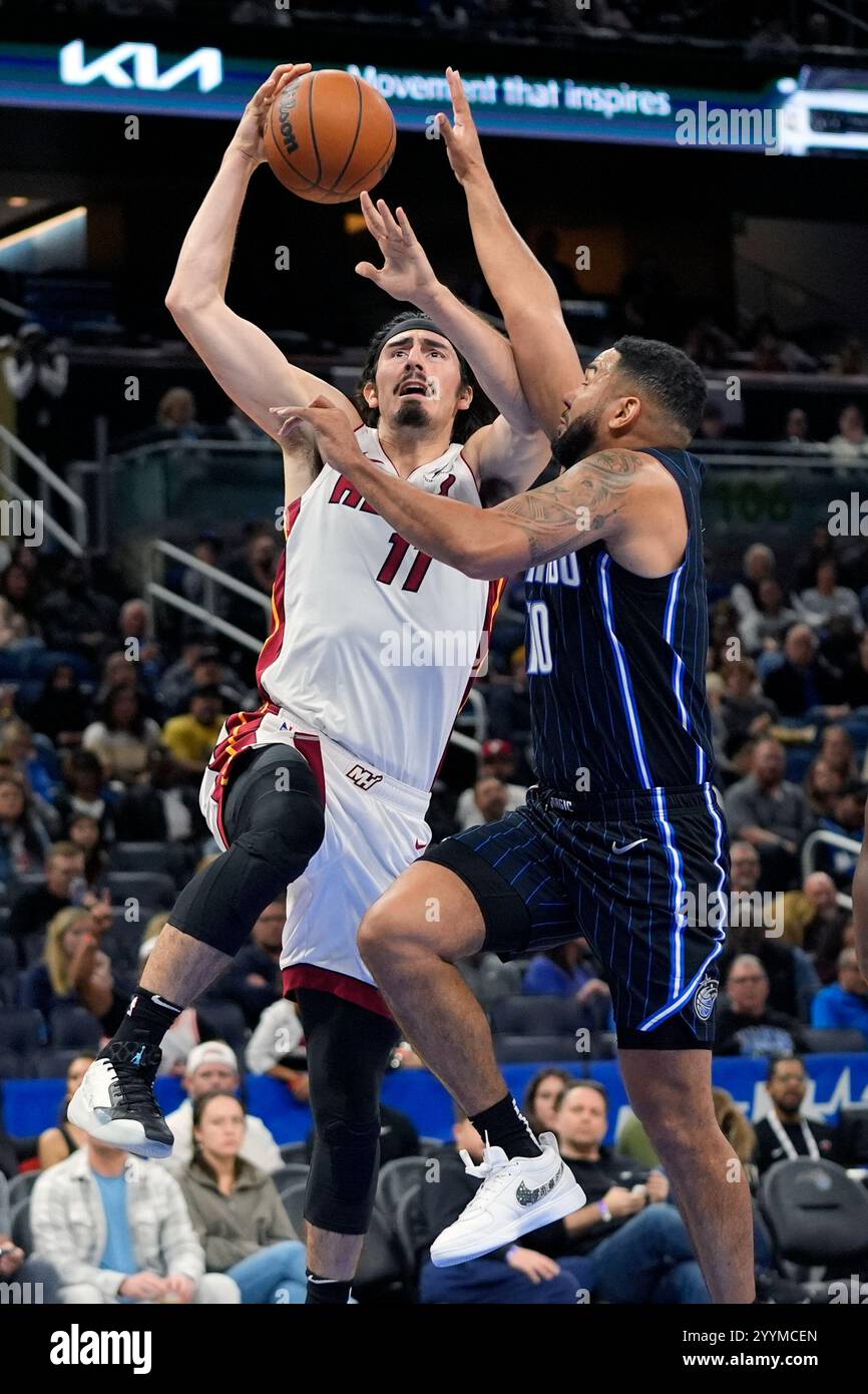 Orlando Magic guard Cory Joseph (10) fouls Miami Heat guard Jaime ...