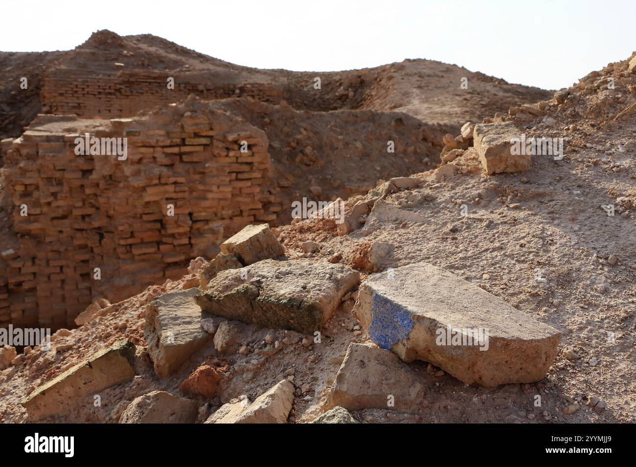 walls and bricks in the excavation site in the Ancient City of Uruk ...