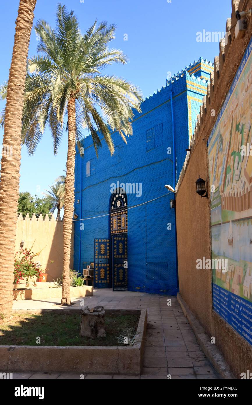 the replica of the blue Ishtar gate in Babylon in Iraq Stock Photo - Alamy