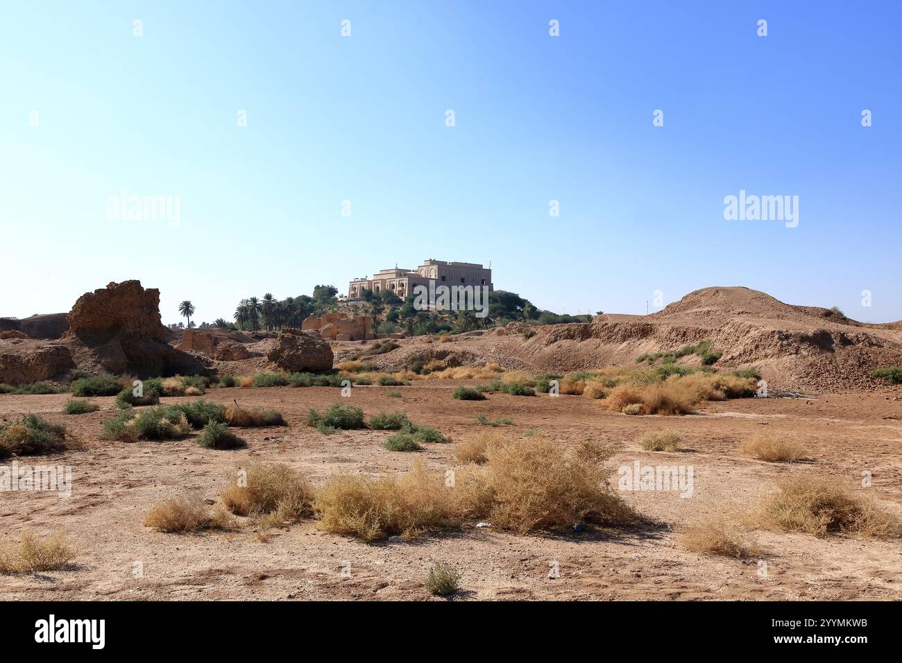 the Ruins of Babylon and palace of Saddam Hussein. Babylon, Iraq Stock ...