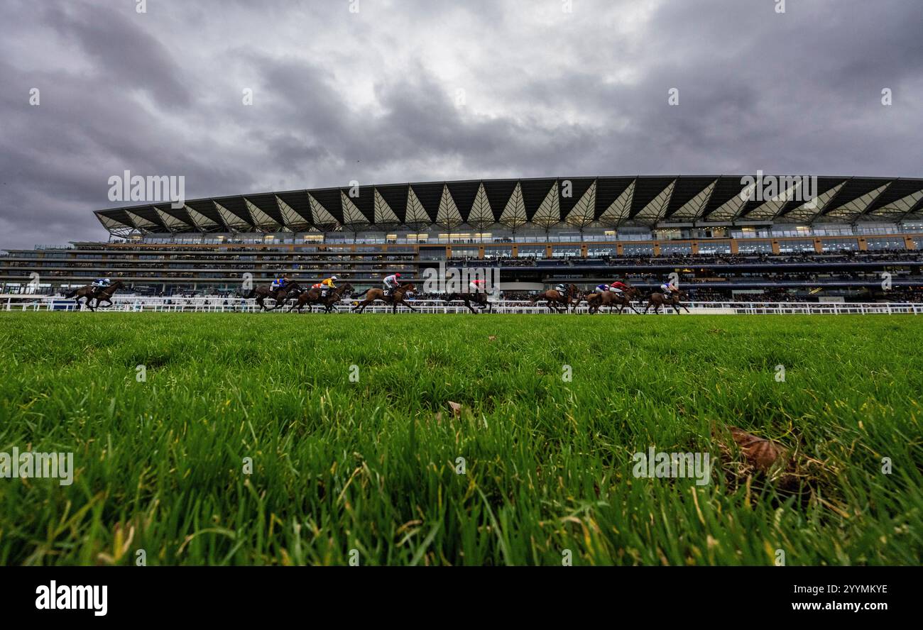 Jockeys during the Racetech Handicap Hurdle during the Howden Christmas ...