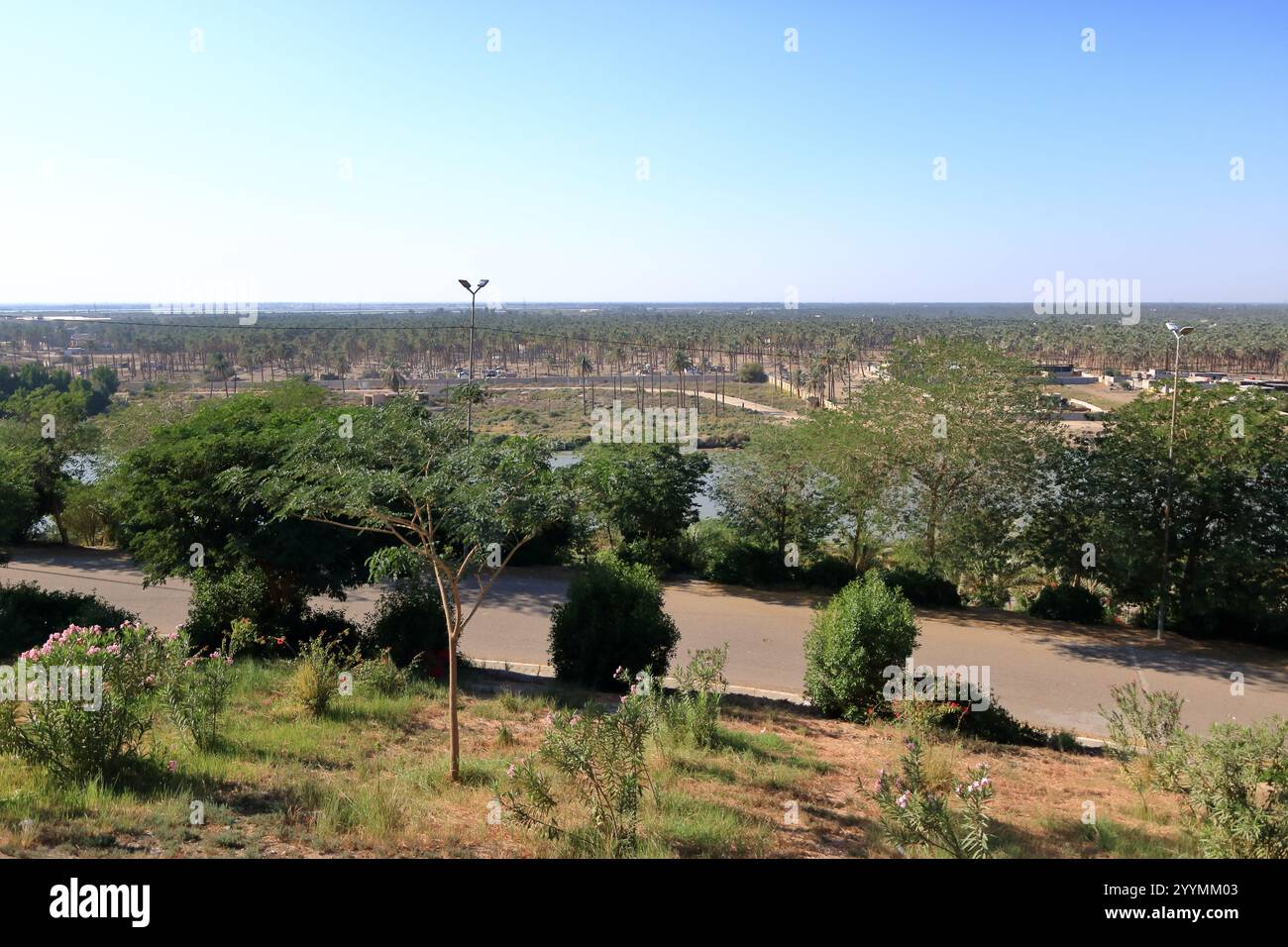view to Euphrates river from former Saddam Hussein palace in Hillah in ...