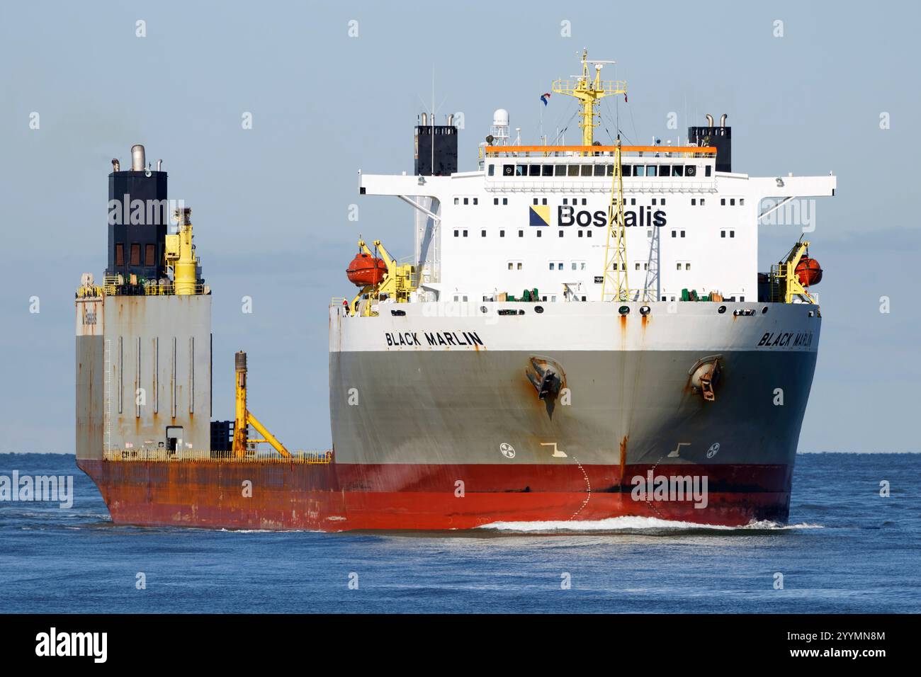 The semi-submersible vessel Black Marlin arrives in the port of ...