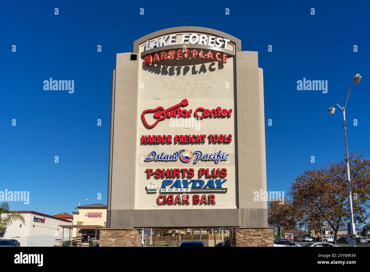 Lake Forest, CA, USA - December 18, 2024: Large shopping center marquee ...