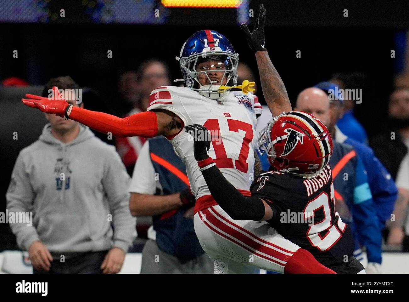New York Giants wide receiver Wan'Dale Robinson (17) looks for a pass ...