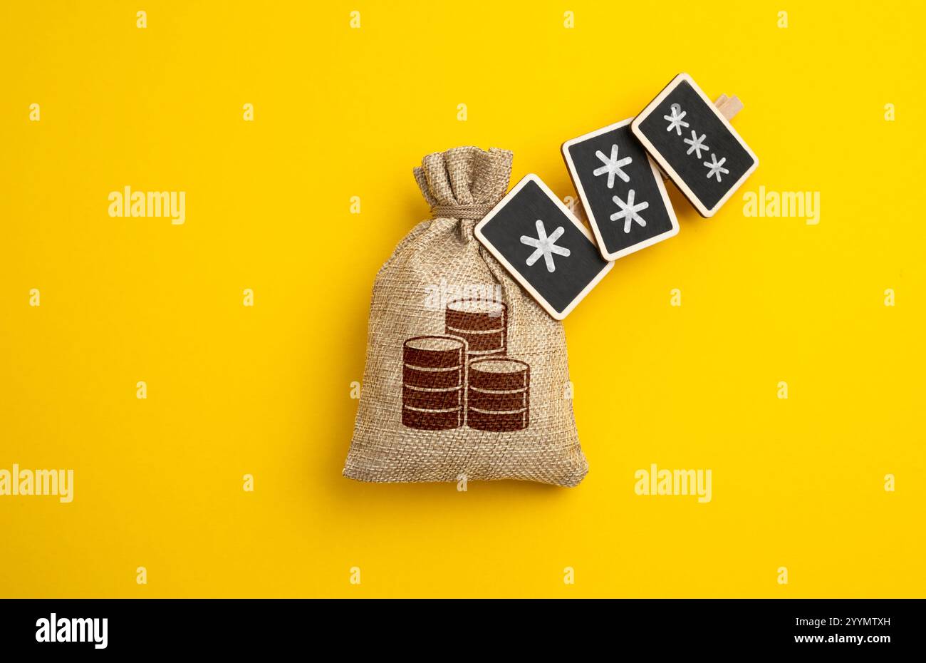 Financial services with many conditions and hidden fees. A bag of money ...