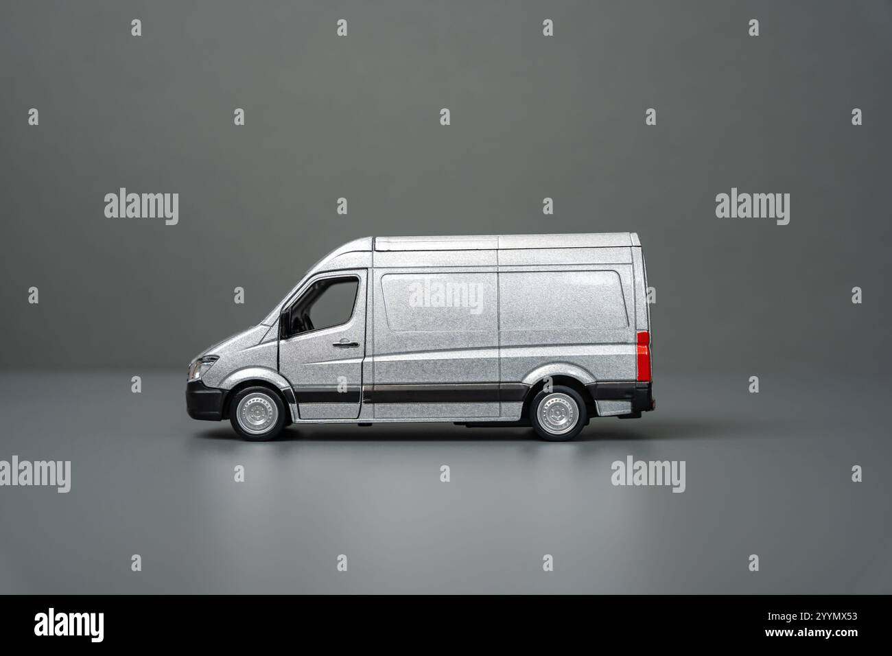 Gray delivery van side view. Copy space. Place for text. Local delivery ...