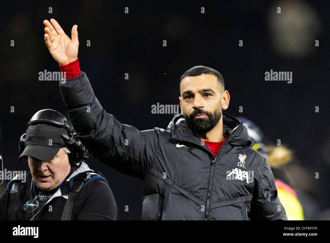 Mohamed Salah of Liverpool waves to fans at full time. Premier League ...