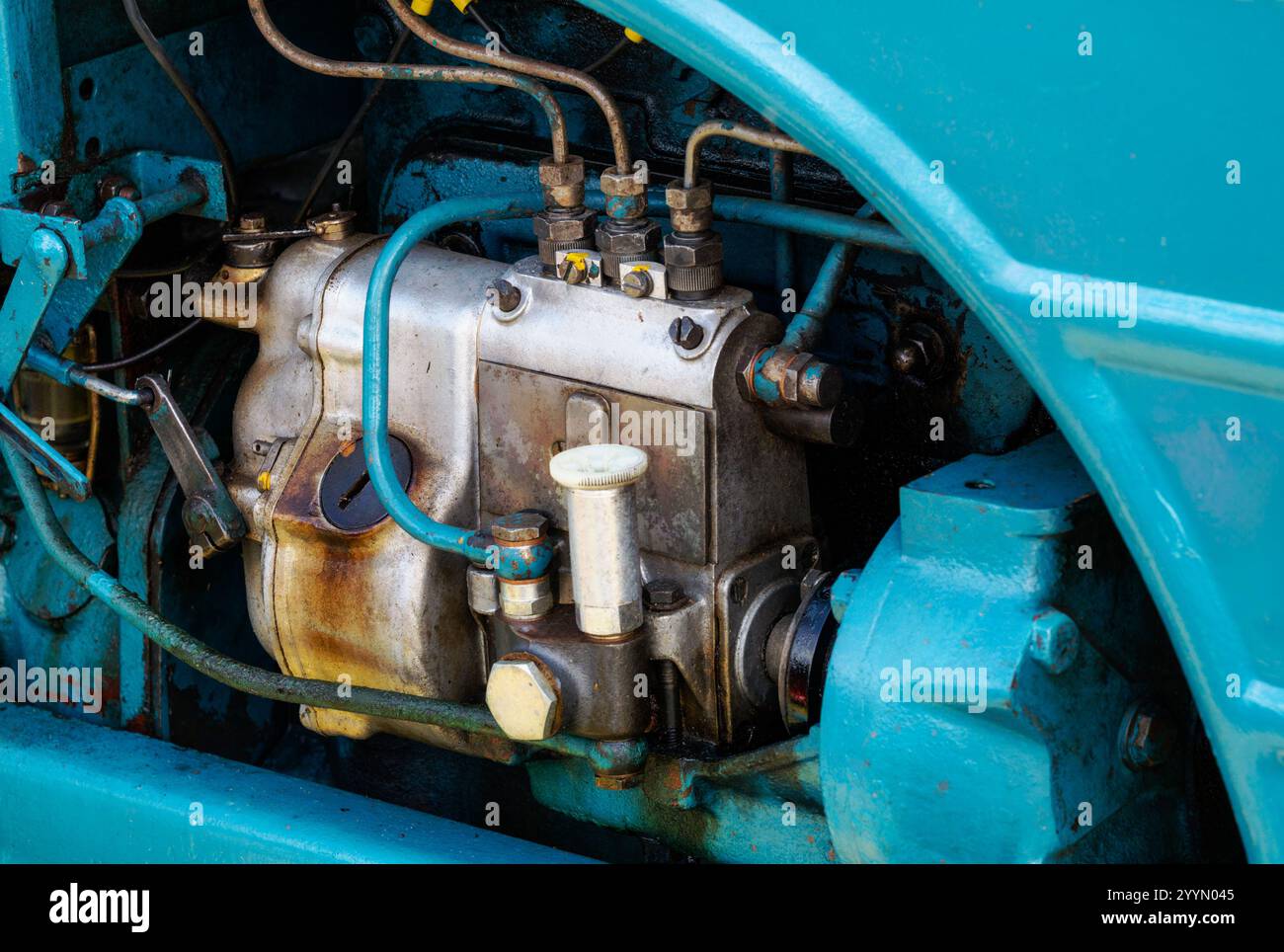 Detail of an old historic tractor old-timer motor Stock Photo - Alamy