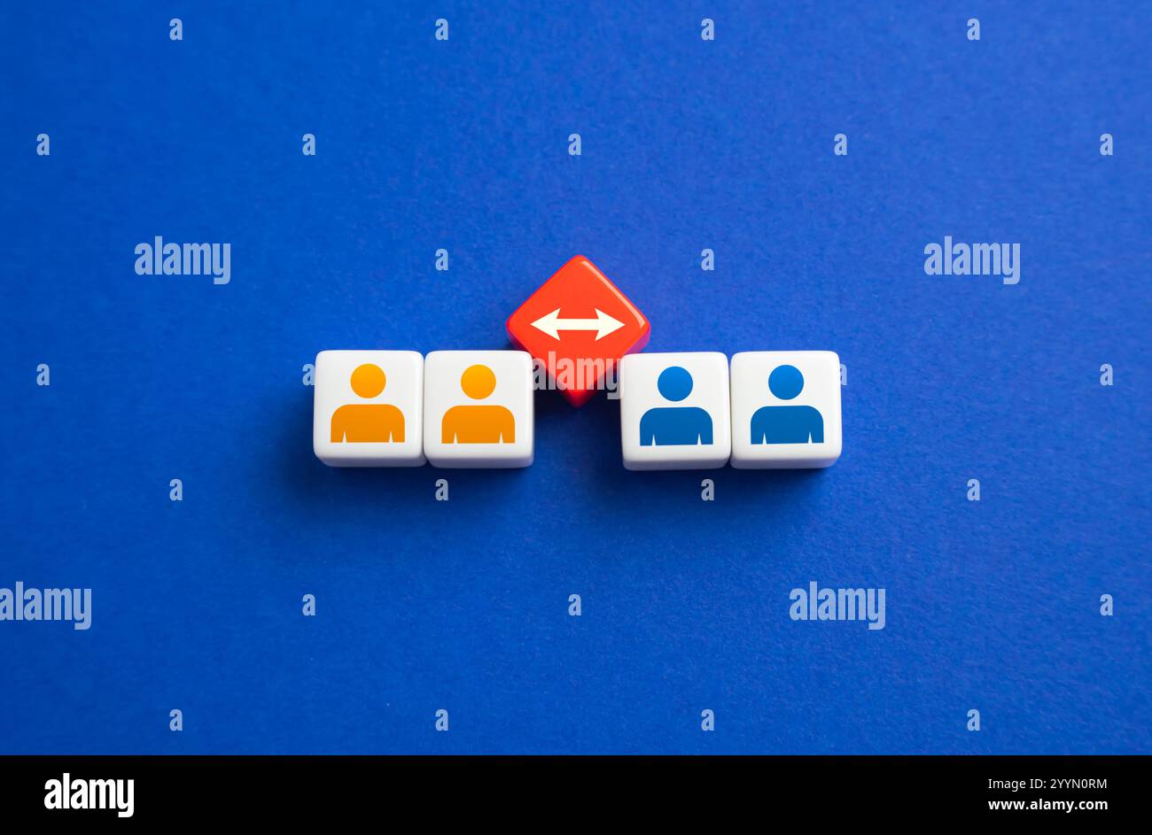 Separation of people. Separation concept. Create two new teams. Turn ...