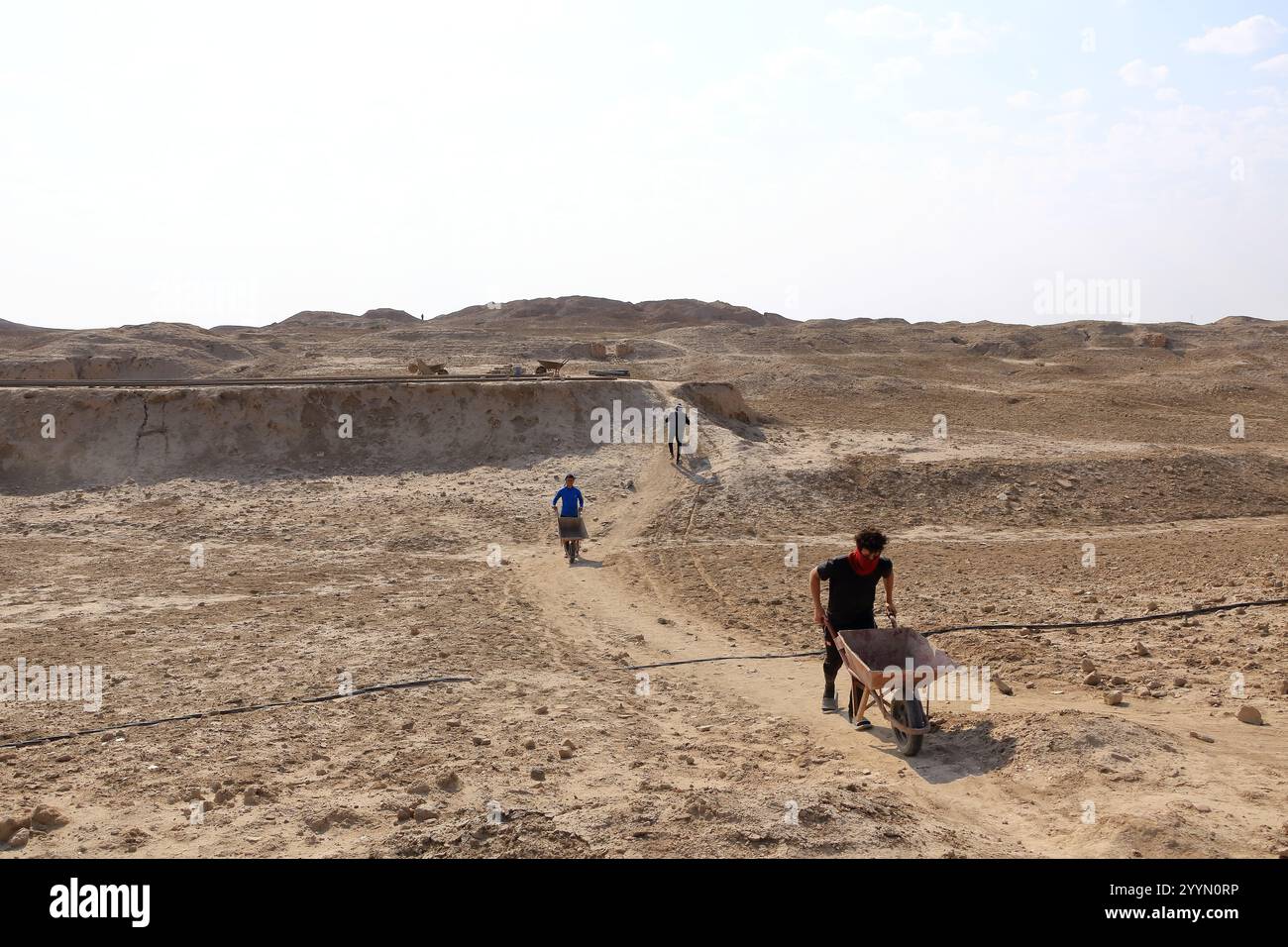 Uruk in Iraq - November 12 2024: archaeologists working at the ...