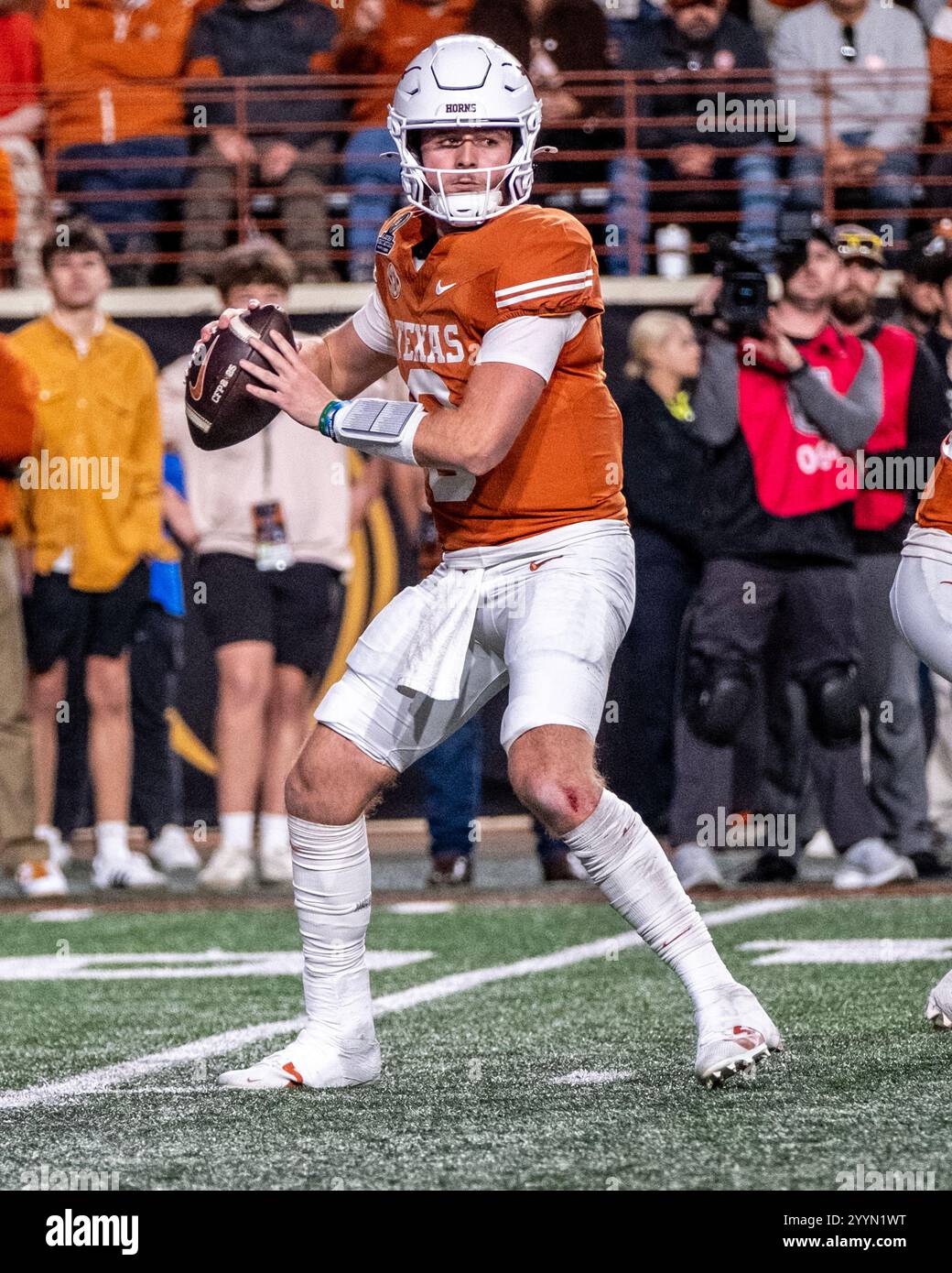 Dec 21, 2024.Quinn Ewers #3 of the Texas Longhorns in action vs the Clemson Tigers in the first ...