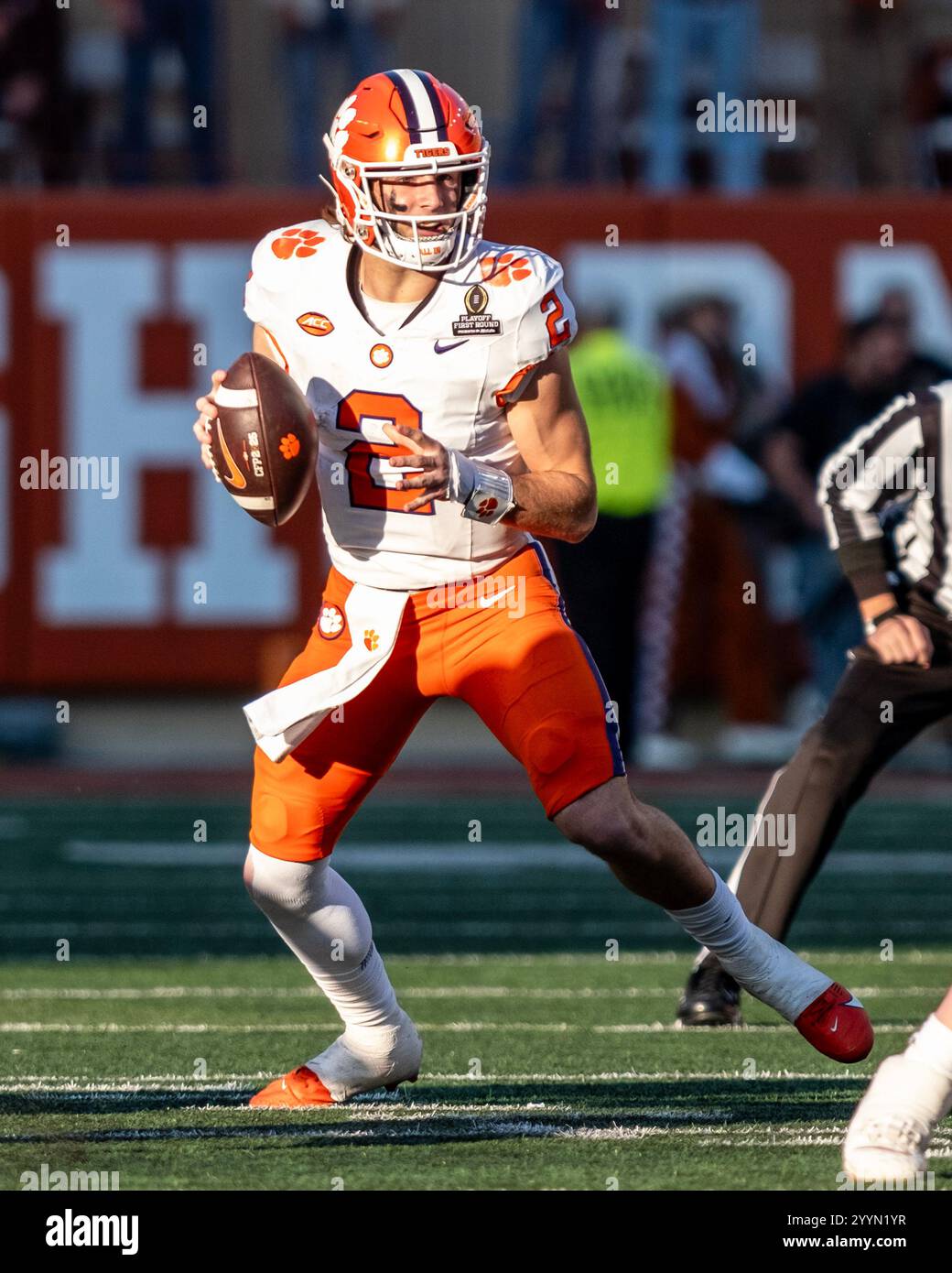 Dec 21, 2024. Cade Klubnik #2 of the Clemson Tigers in action vs the Texas Longhorns the first ...