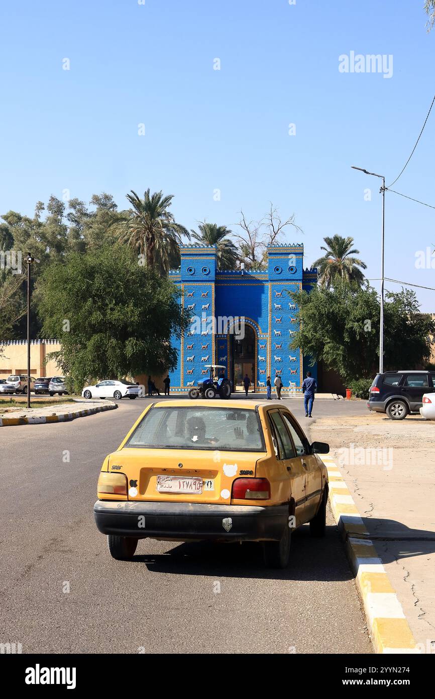 Babylon in Iraq - November 13 2024: the replica of the blue Ishtar gate ...
