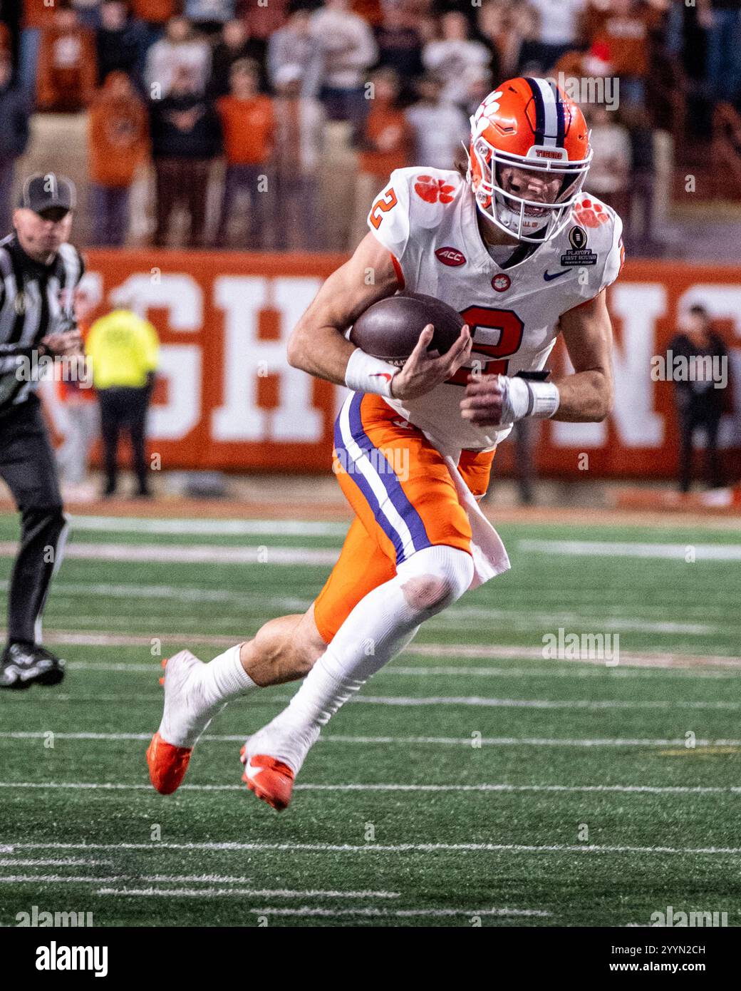 Dec 21, 2024. Cade Klubnik #2 of the Clemson Tigers in action vs the Texas Longhorns the first ...