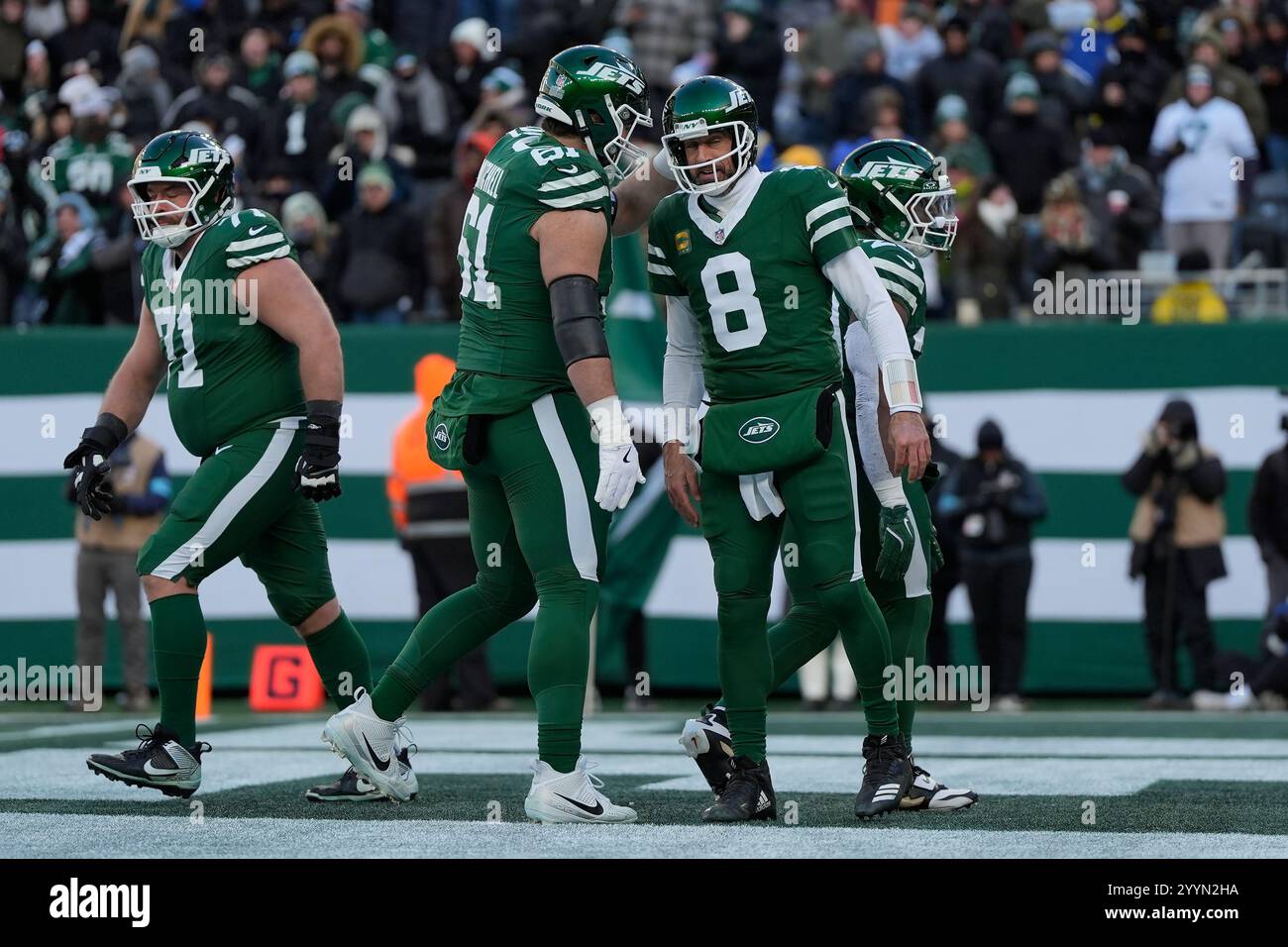New York Jets offensive tackle Max Mitchell (61) celebrates with ...