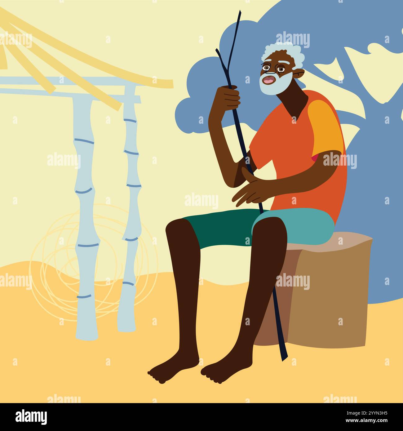 SDG 1 - No Poverty vector peolple groupe Illustration. Africa landscape ...
