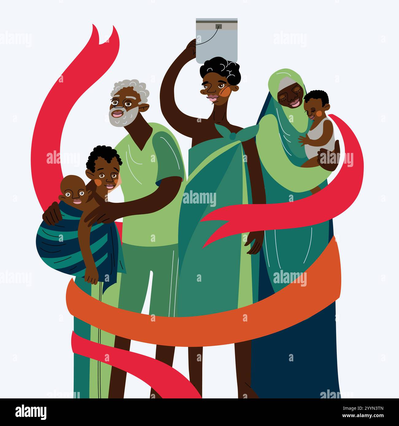 SDG 1 - No Poverty vector peolple groupe Illustration. Africa landscape ...