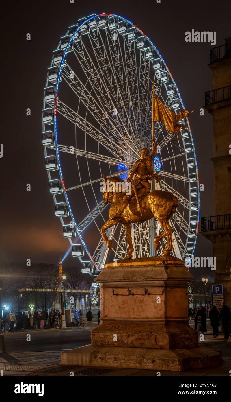 Paris, France - 12 18 2024: View the ferris wheel merry-go-round of ...
