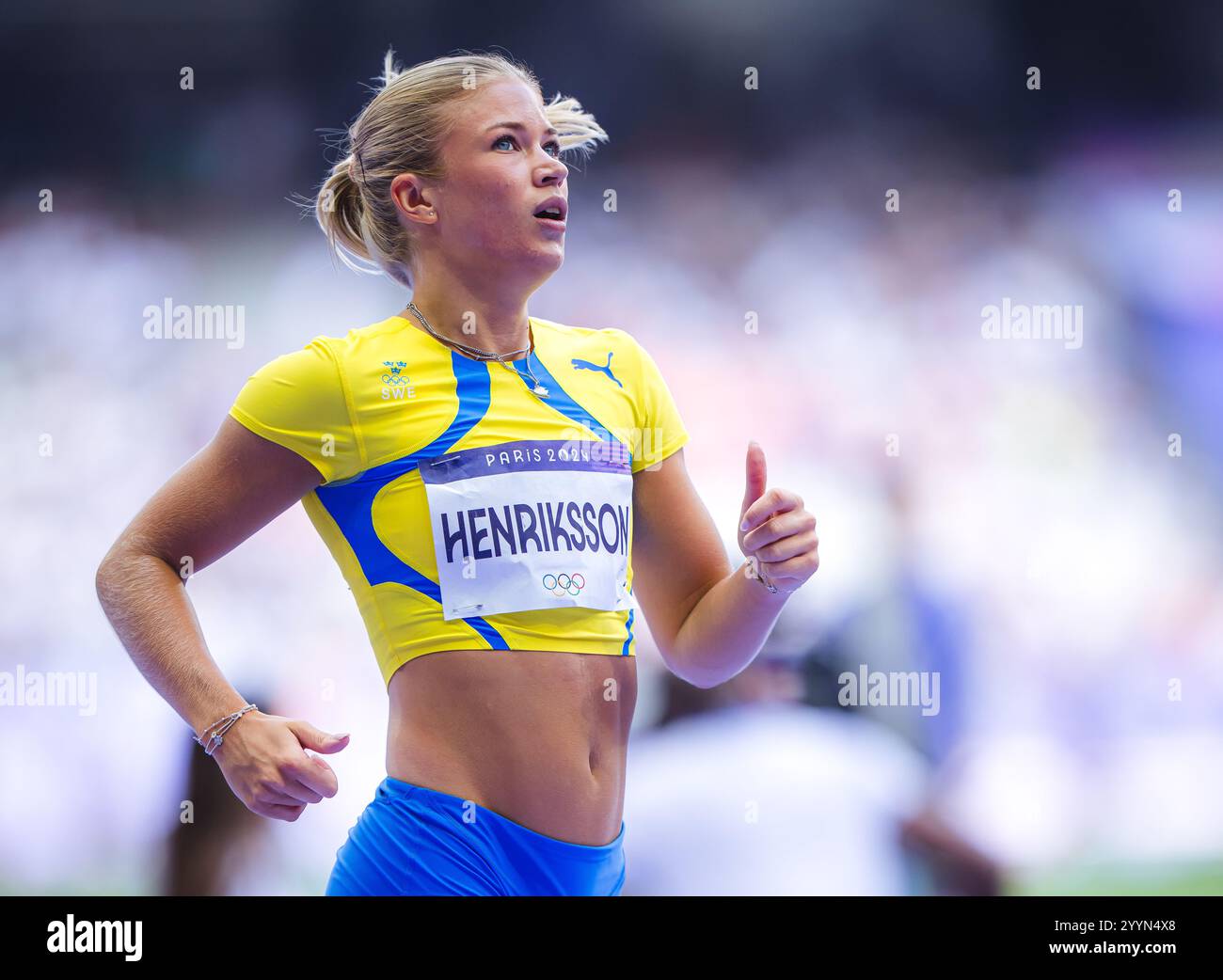 Julia Henriksson participating in the 100 meters at the Paris 2024 ...