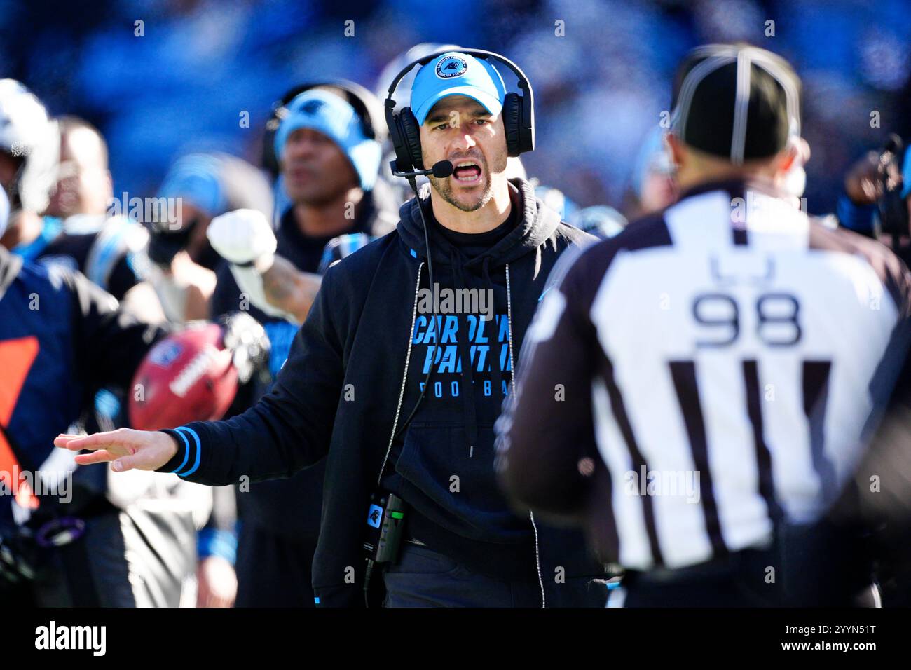 Carolina Panthers head coach Dave Canales reacts during the first half ...
