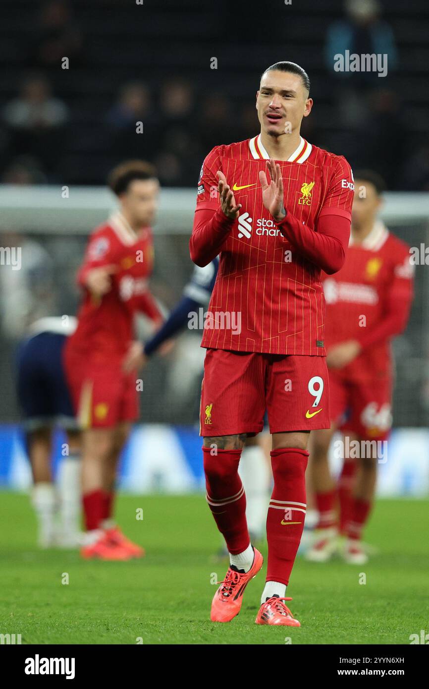 LONDON, UK - 22nd Dec 2024: Darwin Nunez of Liverpool applauds the fans ...
