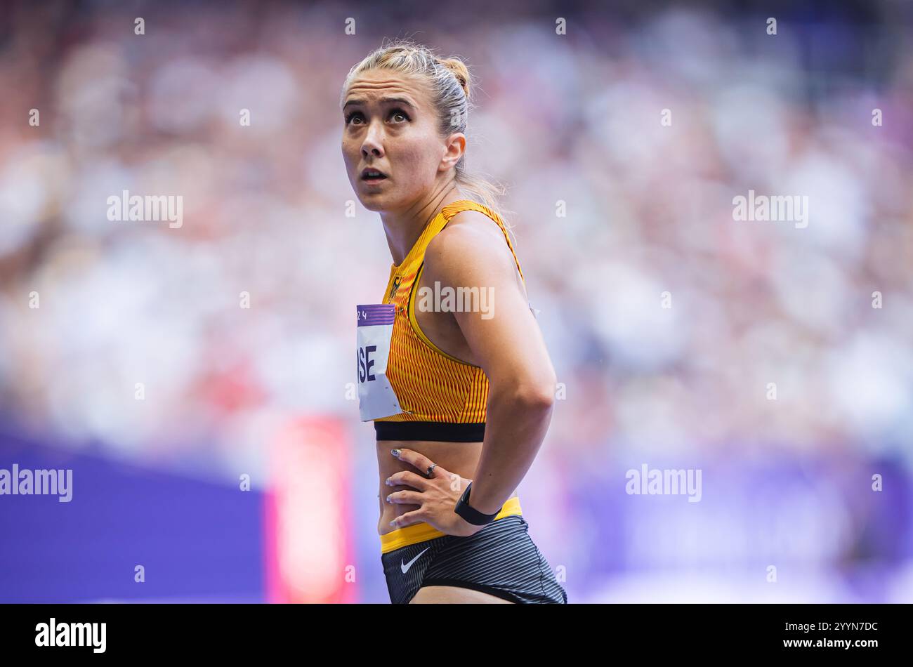 Rebekka Haase participating in the 100 meters at the Paris 2024 Olympic ...