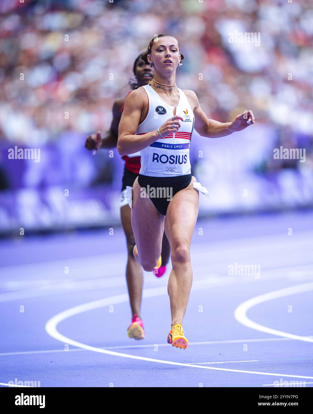 Rani Rosius participating in the 100 meters at the Paris 2024 Olympic ...