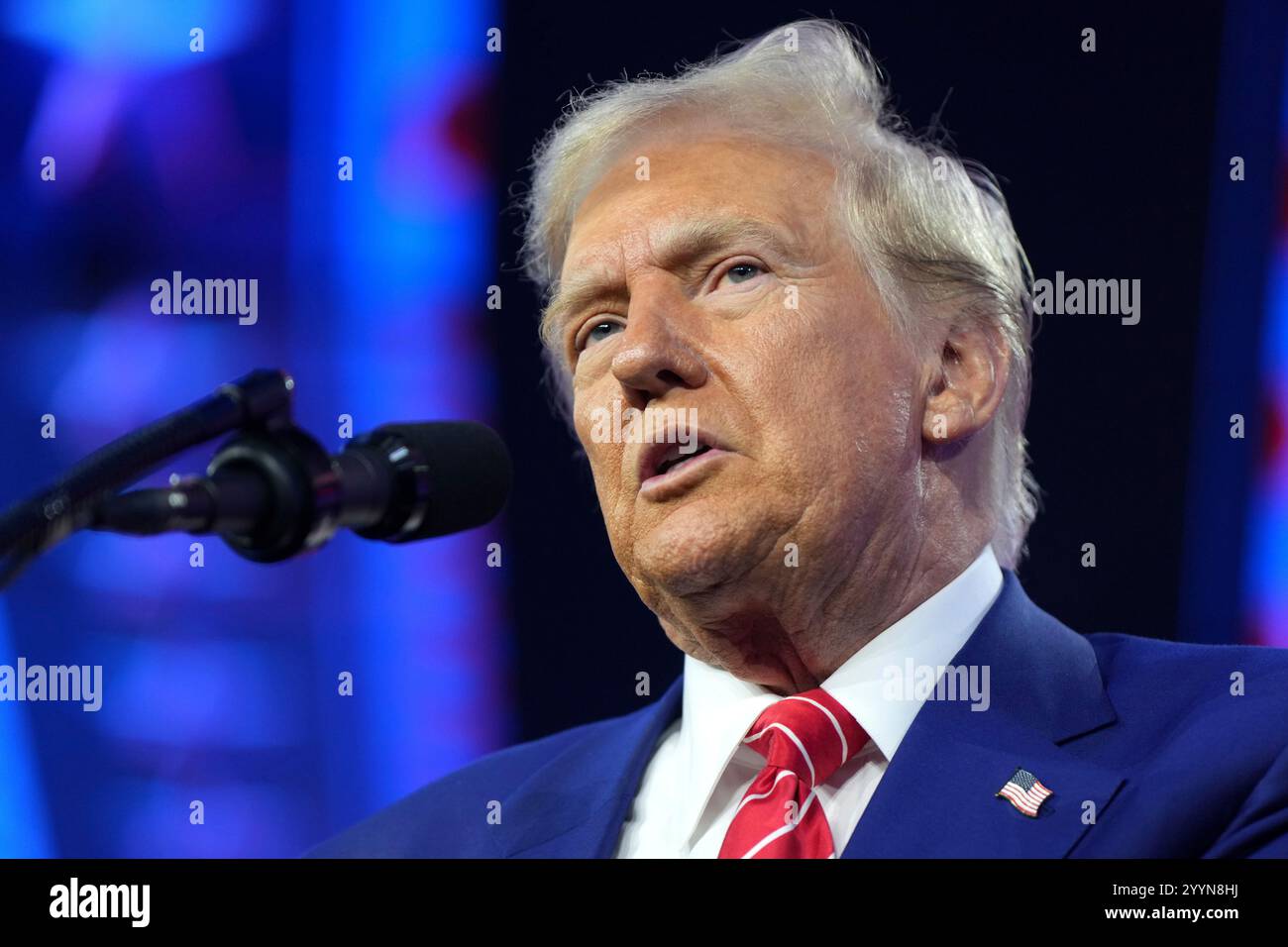 President-elect Donald Trump speaks at AmericaFest, Sunday, Dec. 22 ...