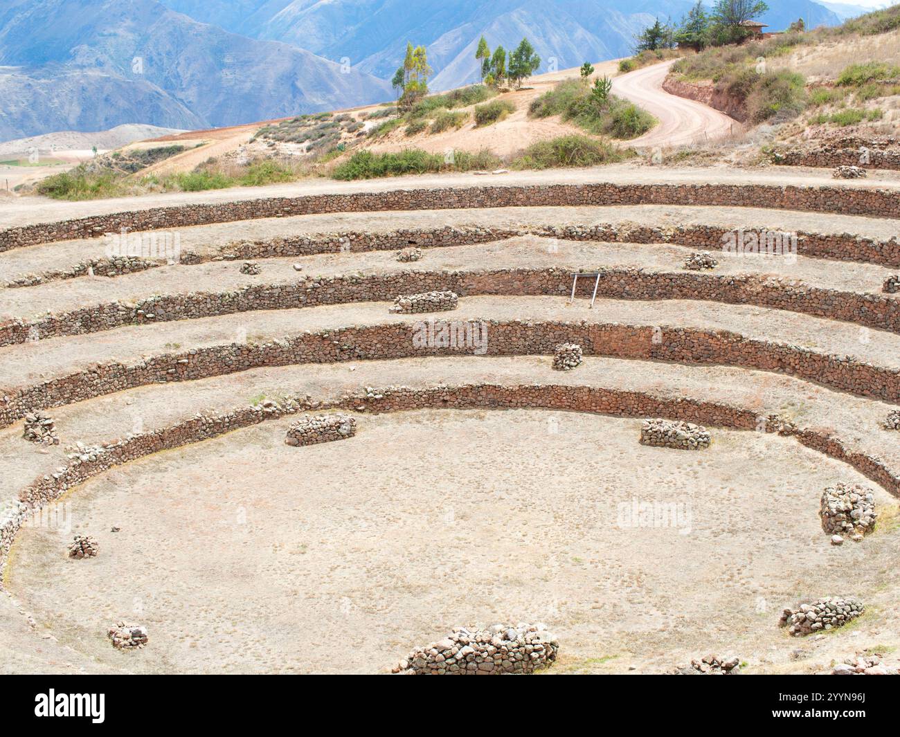 View of the terraces of Moray Sacred valley of the incas in Peru Stock ...