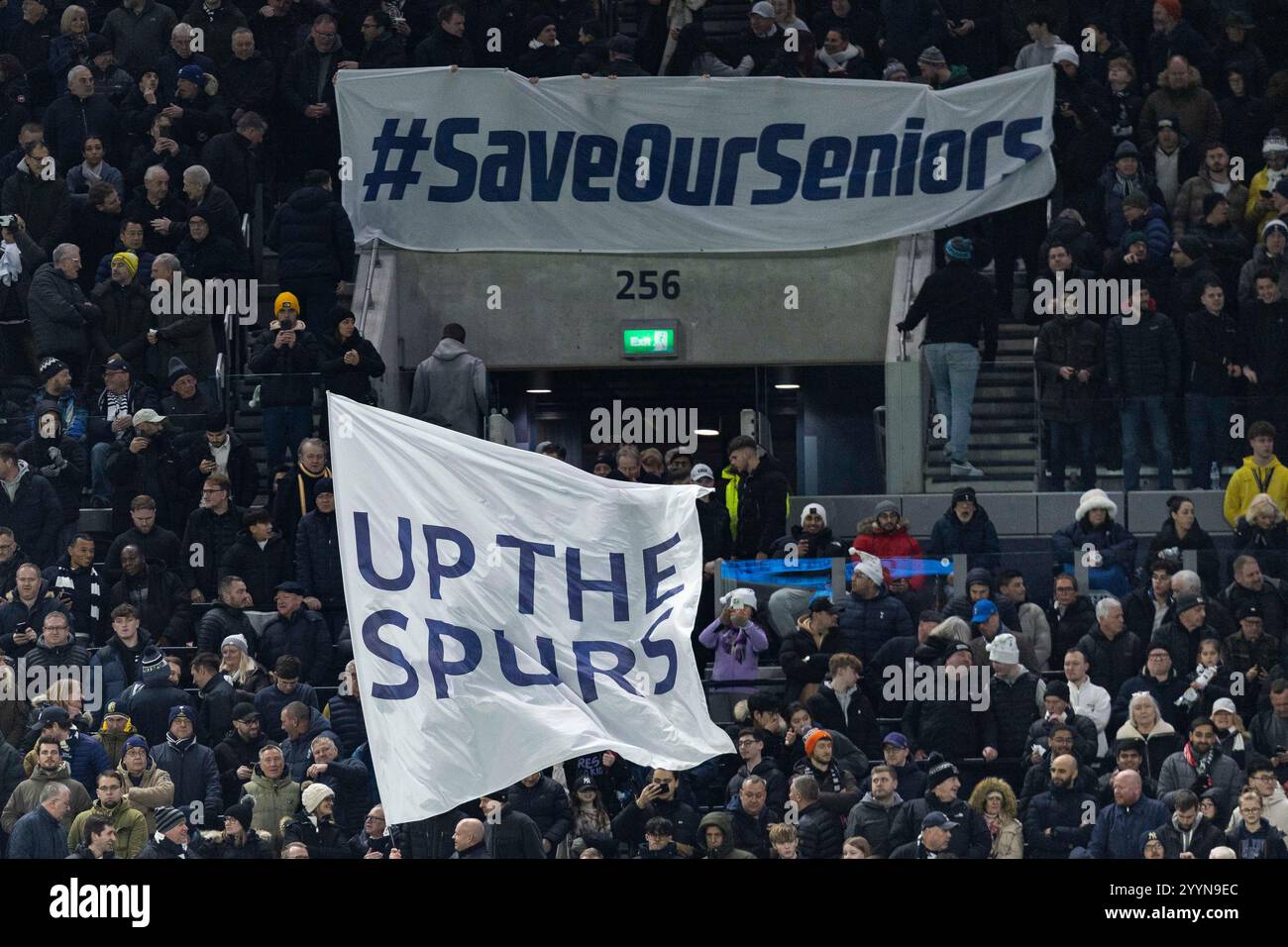 London, UK. 22nd Dec, 2024. Tottenham Hotspur flags inside the stadium ...