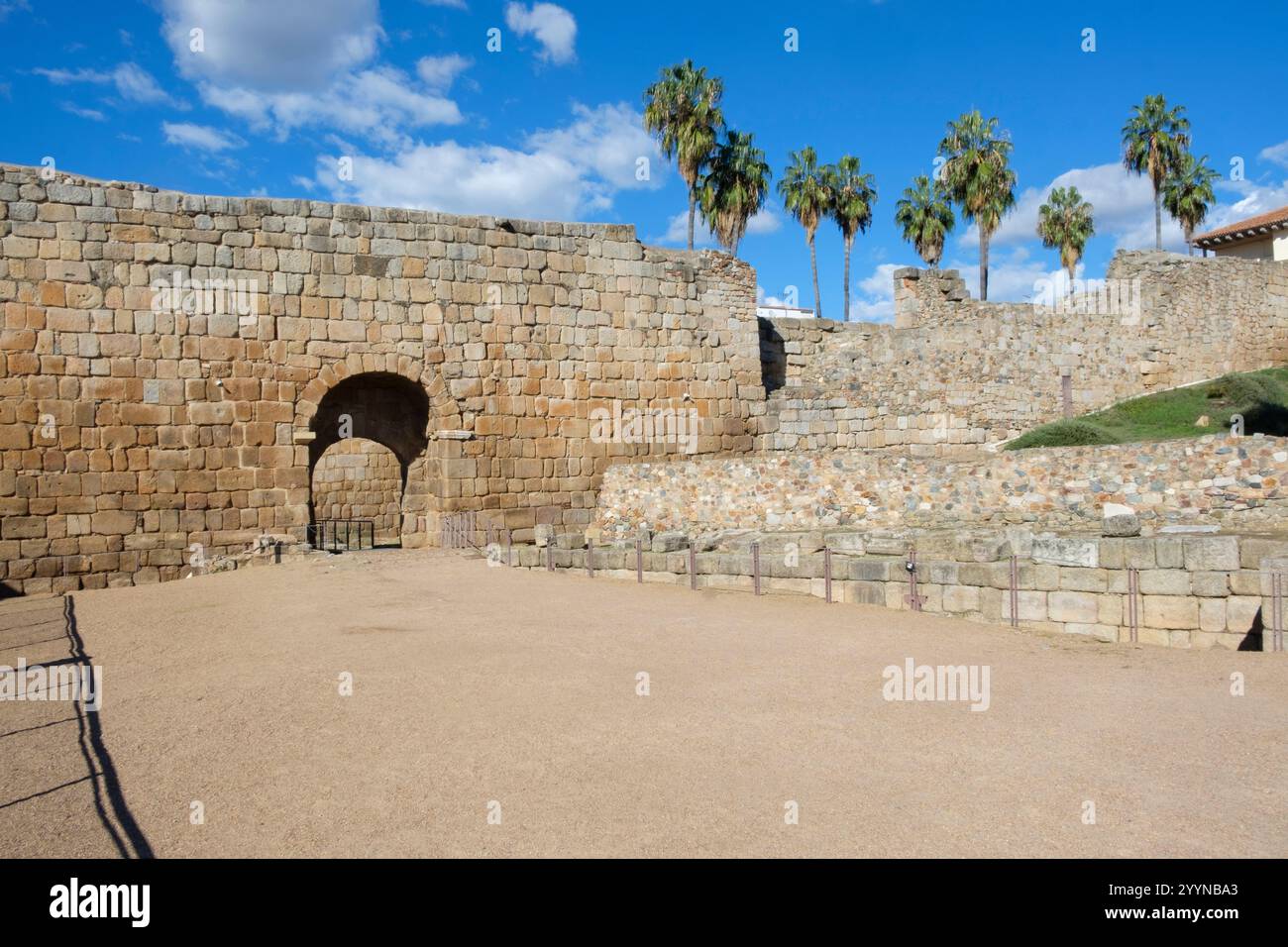 Access area to the Alcazaba of Merida, Spain Stock Photo - Alamy