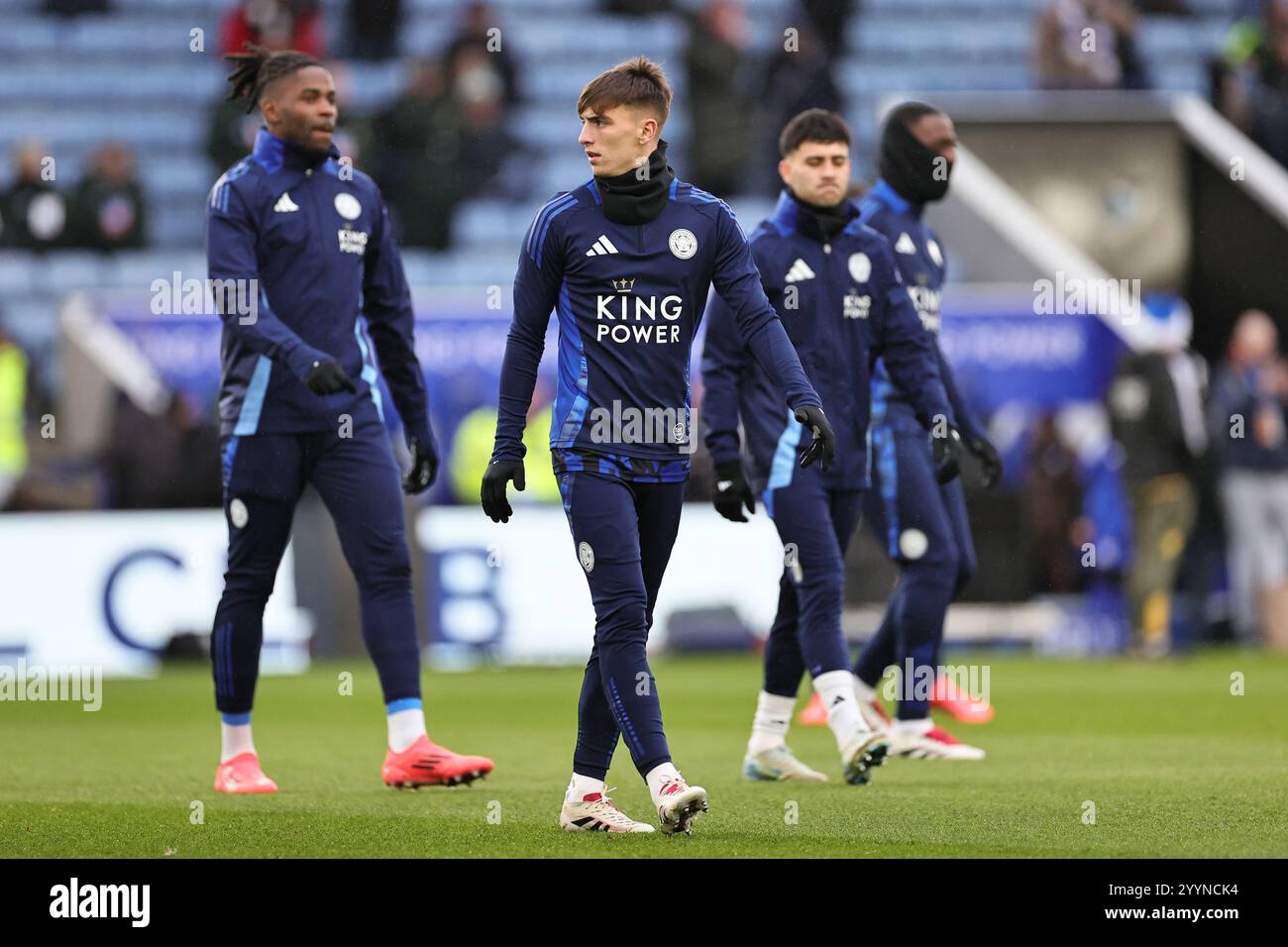 Luke Thomas of Leicester City warms up ahead of the Premier League ...