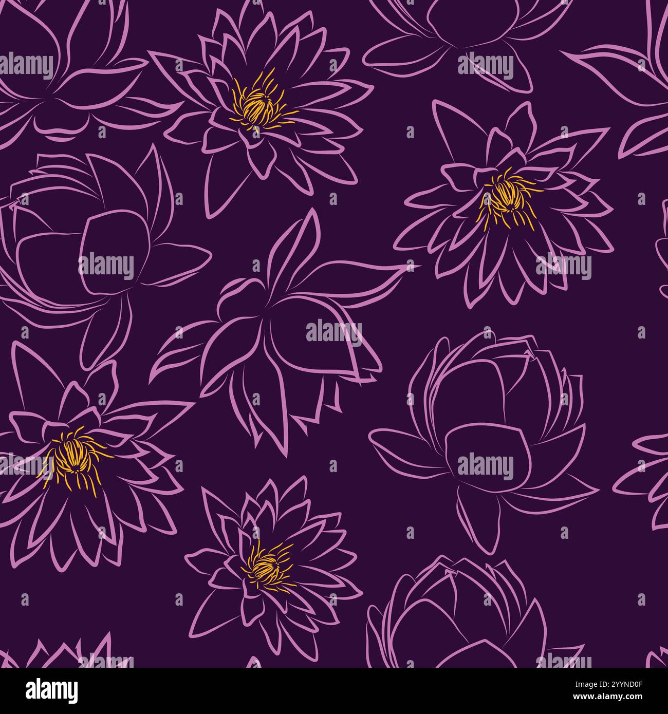 Lotus stylized floral pattern, Vector lotus seamless pattern background ...