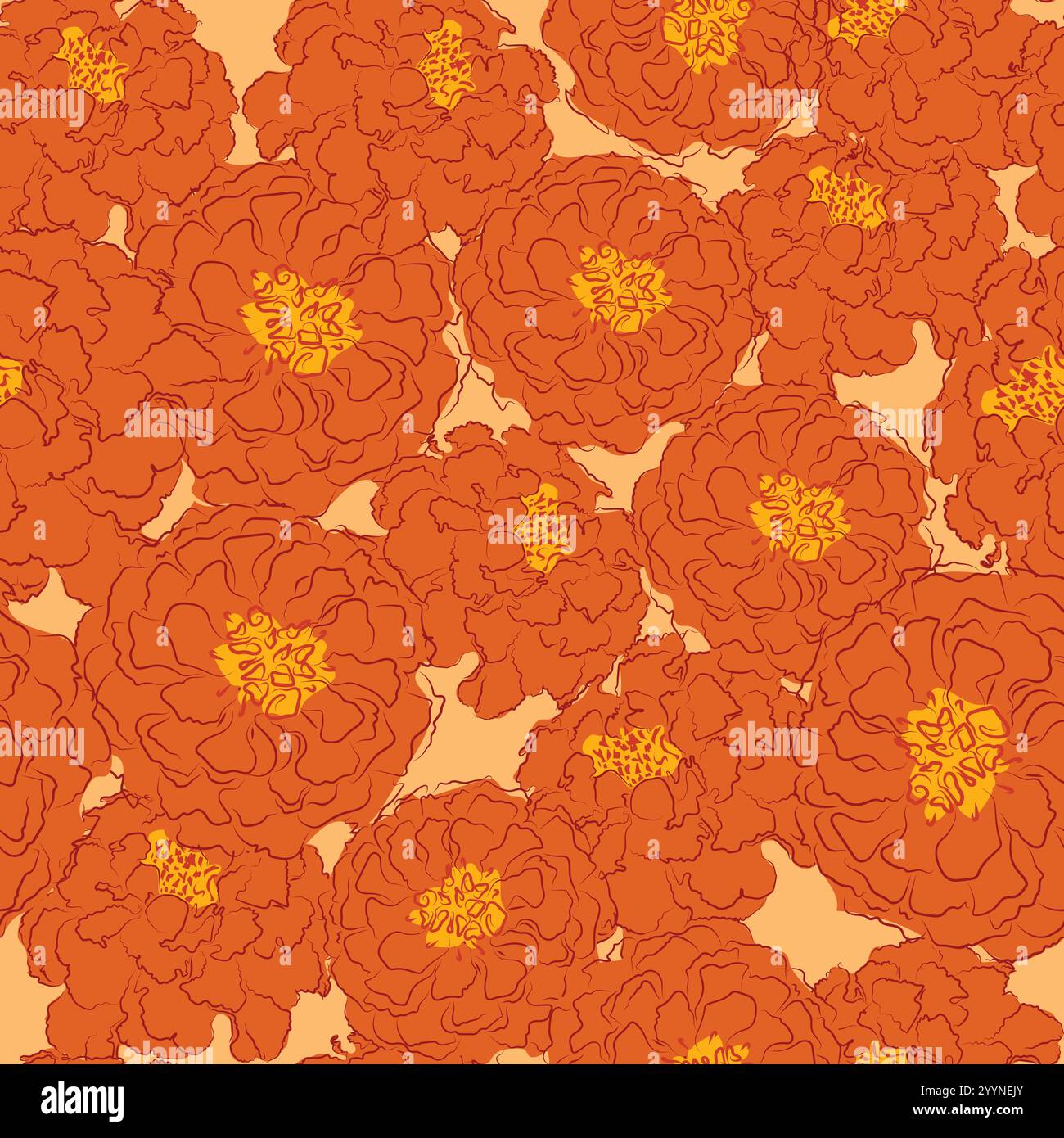 Mari Gold flower pattern, marigold vector seamless pattern, hand drawn ...