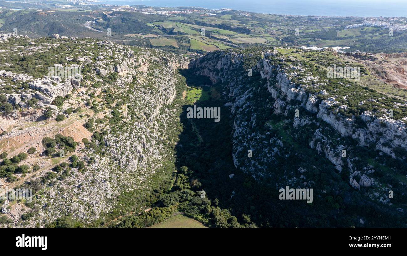 aerial view of the canuto de la Utrera in the province of Malaga, Spain ...