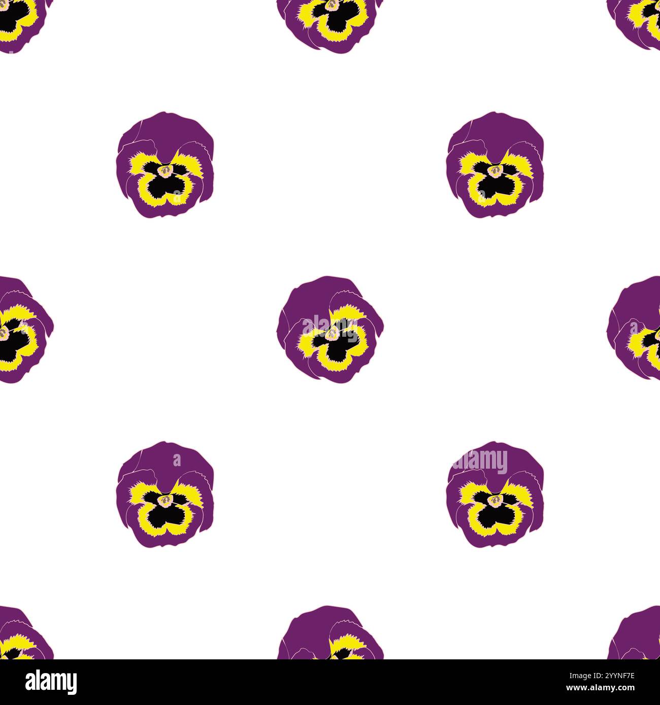 Pansy Floral pattern, Pansy flowers vector seamless pattern hand drawn ...