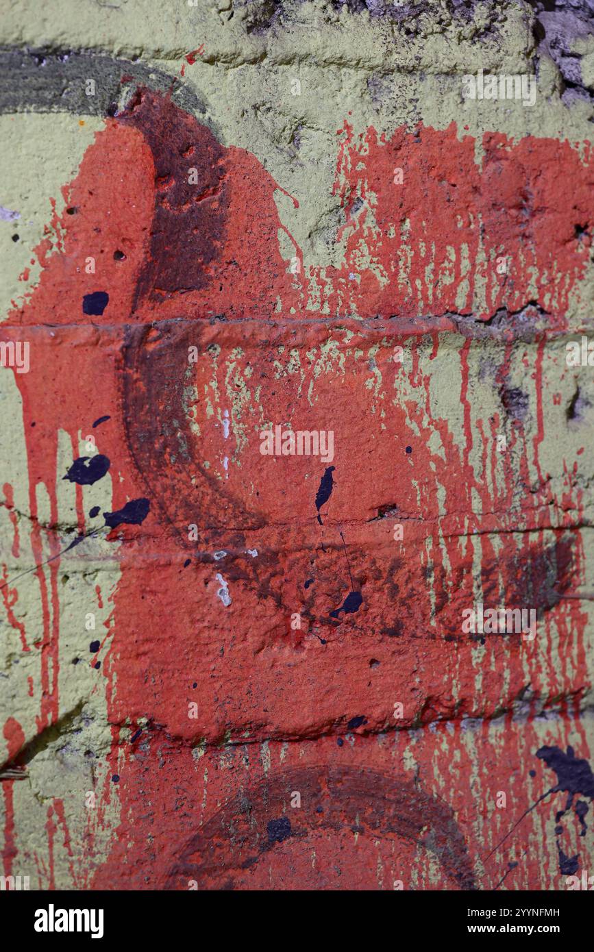 This is a captivating abstract red and yellow graffiti art piece that ...