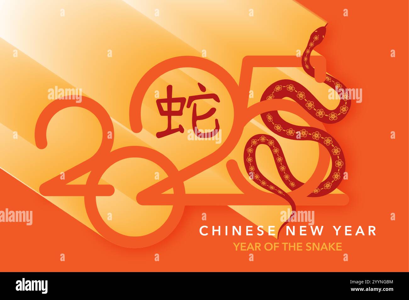 2025 Chinese New Year in orange background. Year of the Snake. Vector ...