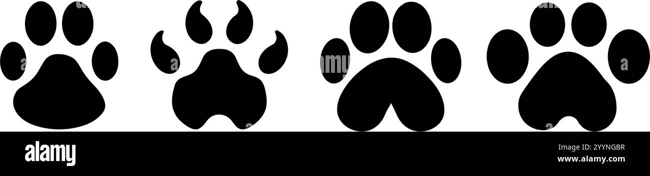 Paw print icons set. Dog paw. Cat paw Stock Vector Image & Art - Alamy
