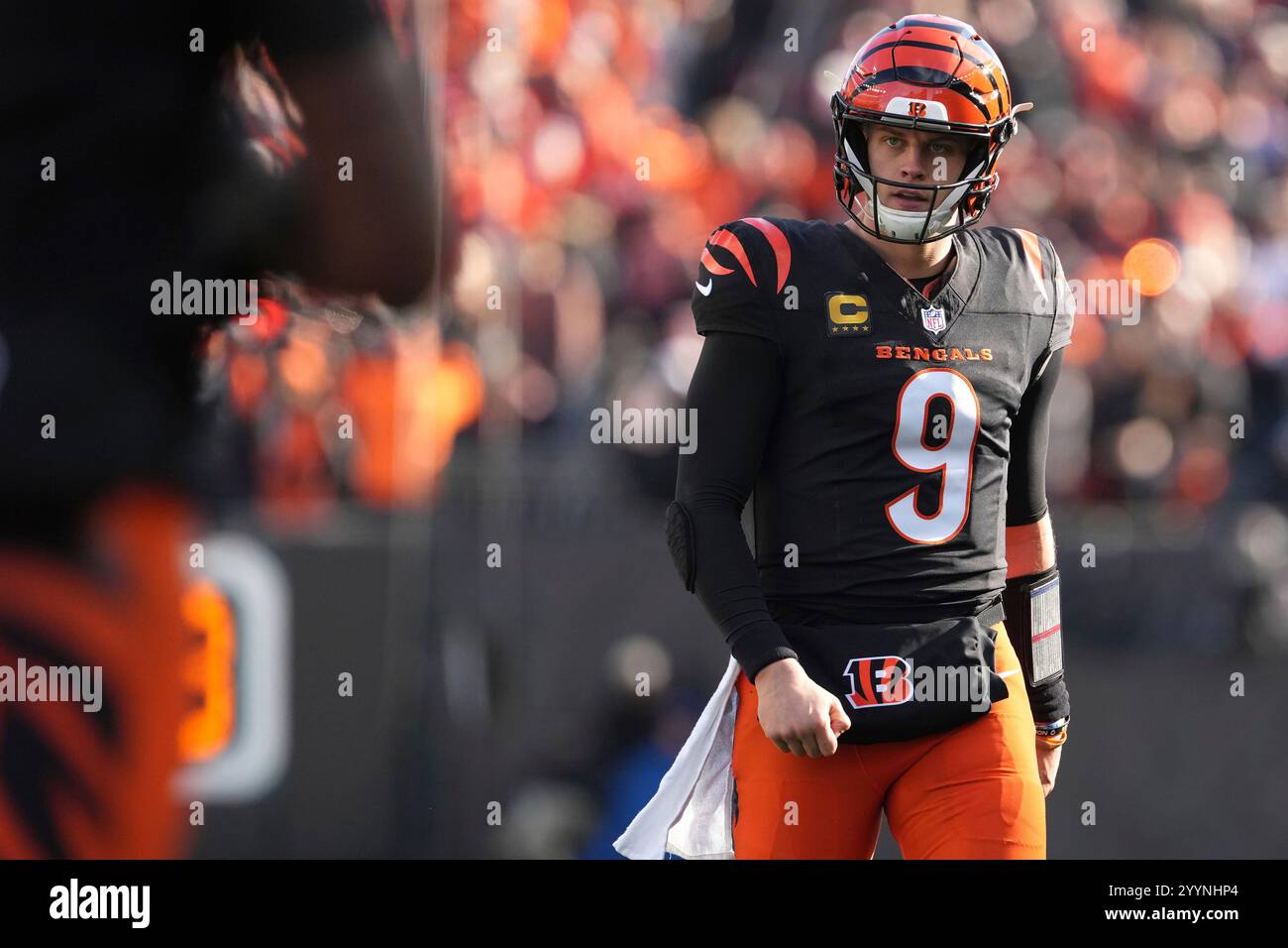 Cincinnati Bengals quarterback Joe Burrow reacts after throwing a ...