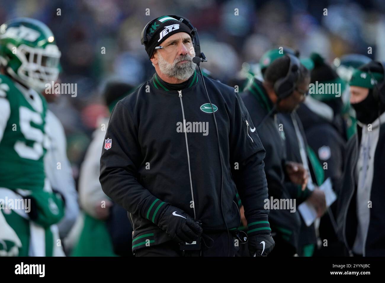 New York Jets interim head coach Jeff Ulbrich watches from the sideline ...