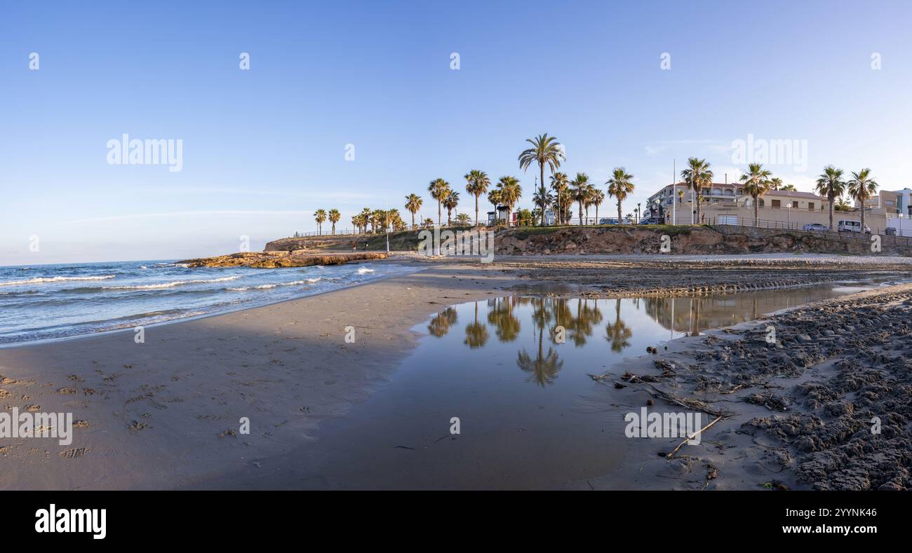 Panoramic view of Playa Flamenca beach, Costa Blanca, Spain, featuring ...