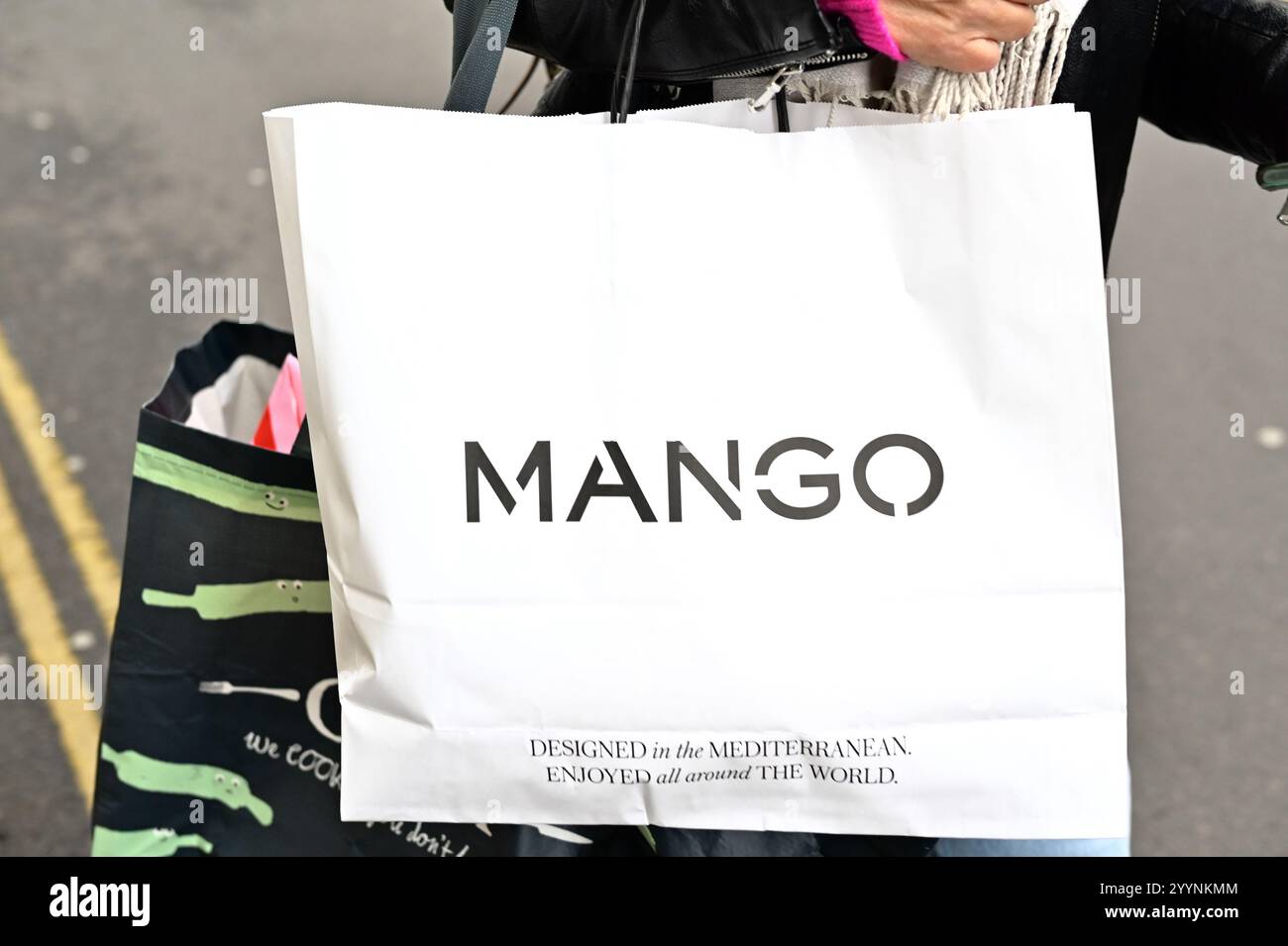 Cambridge, England, 22-December-2024, white Branded Mango paper bag ...