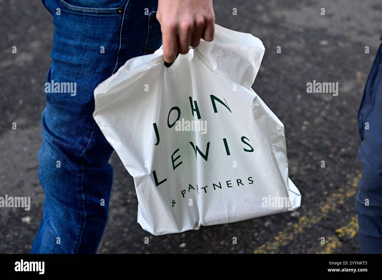 Cambridge, England, 22-December-2024, Close up of John Lewis branded ...
