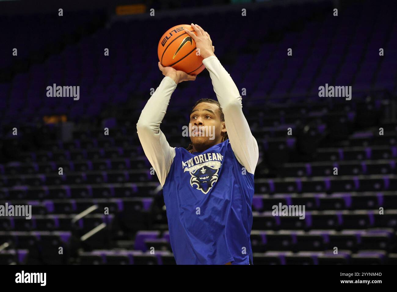 New Orleans Privateers forward MJ Thomas (23) participate in pregame activities during a men’s ...