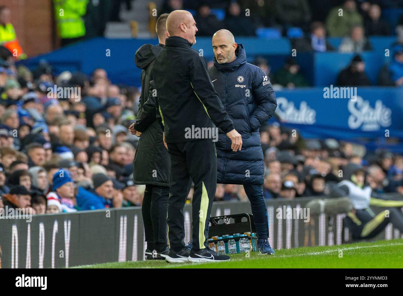 Chelsea FC manager Enzo Maresca and Everton F.C. manager Sean Dyche ...