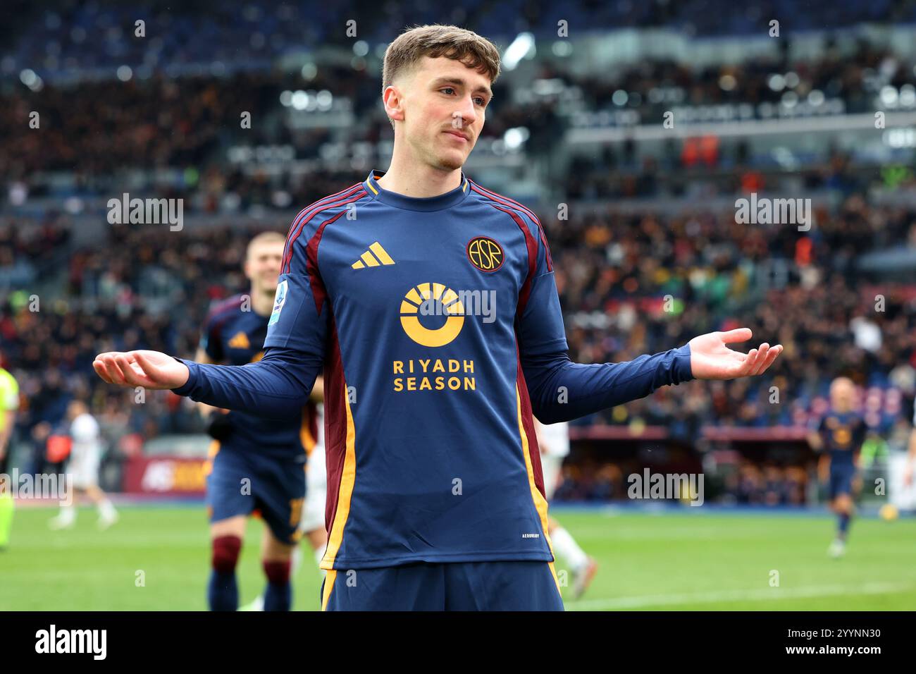 Rome, Italy. 22nd Dec, 2024. Alexis Saelemaekers of Roma celebrates a ...