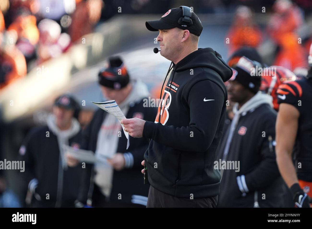 Cincinnati Bengals head coach Zac Taylor stands on the sideline during ...